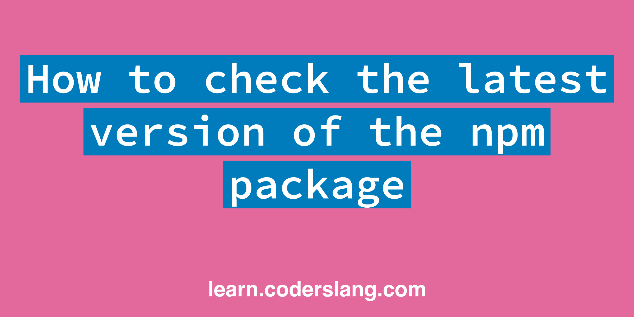 How To Check The Latest Version Of The Npm Package